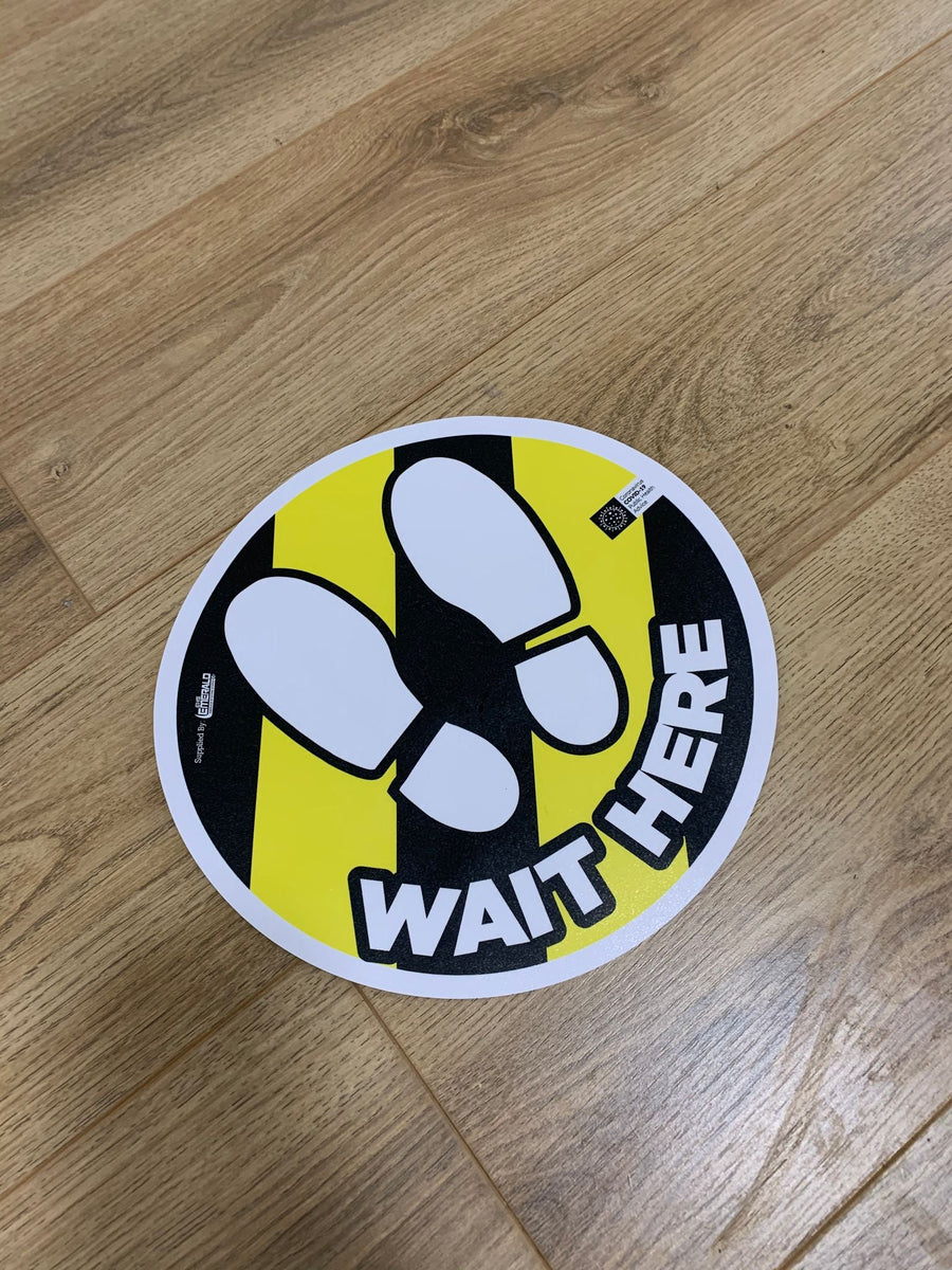 WAIT HERE STICKER – Emerald Hygiene Stores